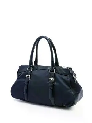 Prada 2010-2026 Soft Calf Trimmed Tessuto Zip Top Satchel