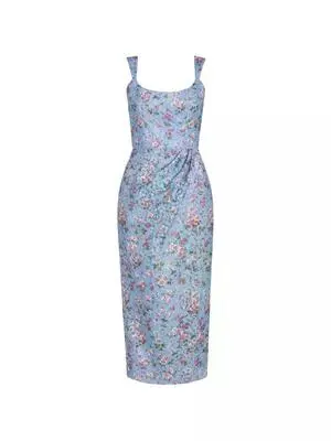 MARKARIAN Marla Floral-lace Wrap Midi Dress - Blue