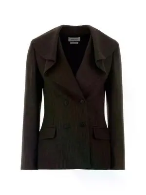 Alexander McQueen Ruffled Double-breasted Blazer - Brown