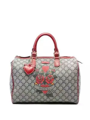 Gucci 2016-2026 Medium Gg Supreme Joy Tattoo Heart Boston Bag - Red
