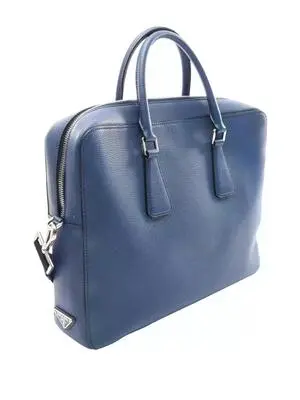Prada 2013-2026 Leather Business Bag - Blue
