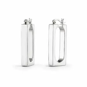 GOLD & HONEY Modern Rectangle Hoop Earrings - Silver