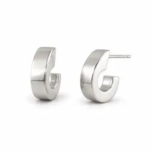 GOLD & HONEY Crescent Hoop Earrings - Silver