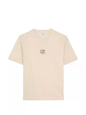 C.P. COMPANY 1020 Jersey Short Sleeve Embroidery T-shirt Neutrals