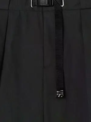WHITE SAND Buckle-fastening Pleated Trousers
