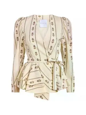 MARKARIAN Vega Floral-stripe Wrap Top - Neutrals