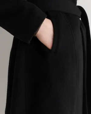 Quince Wool Cashmere Hooded Wrap Coat With Removable Down Bib - Black