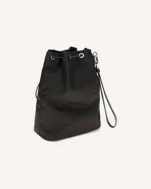 Prada Re-nylon And Saffiano Leather Speedrock Bucket Bag - Black