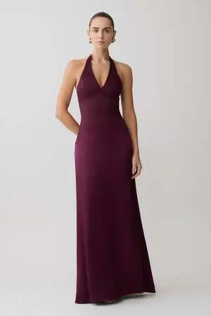 Meshki Maura Taffeta And Satin Maxi Dress - Wine
