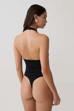 Meshki Rebekah Slinky Halter Bodysuit - Black