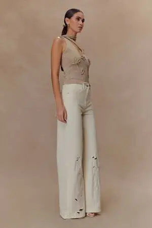 Meshki Leone One Shoulder Metallic Knit Top