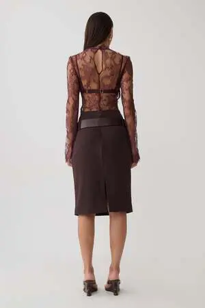 Meshki Brooke Suiting Midi Skirt