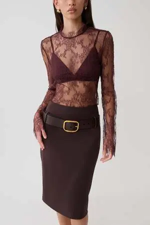 Meshki Brooke Suiting Midi Skirt