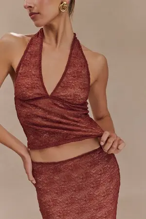 Meshki Asher Sheer Lace Halter Top