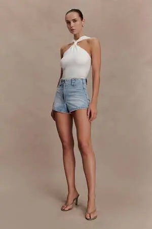 Meshki Erin Mid Rise Denim Shorts