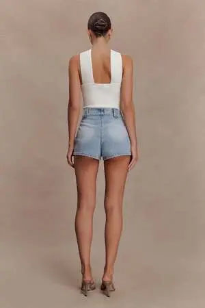 Meshki Erin Mid Rise Denim Shorts