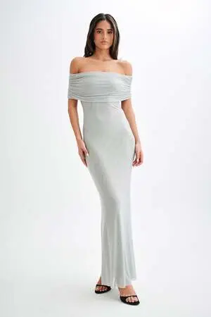 Meshki Arna Off Shoulder Diamante Maxi Dress