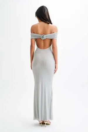 Meshki Arna Off Shoulder Diamante Maxi Dress