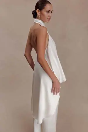 Meshki Sydney Asymmetrical Satin Halter Top