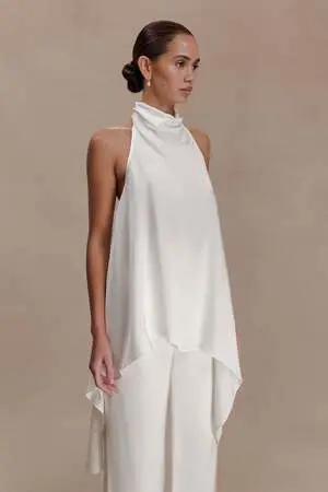 Meshki Sydney Asymmetrical Satin Halter Top