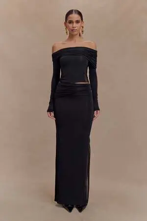 Meshki Judy Slinky And Mesh Maxi Skirt