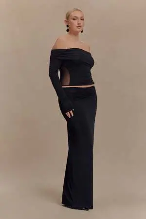 Meshki Judy Slinky And Mesh Maxi Skirt