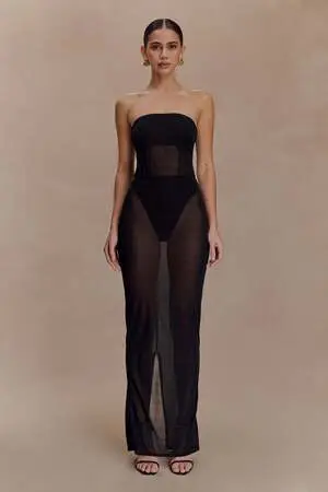 Meshki Aoife Mesh Maxi Skirt - Black