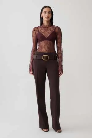 Meshki Brooke Straight Leg Suiting Pant - Red
