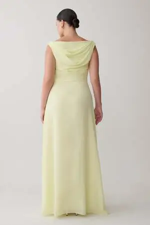 Meshki Mabel Off Shoulder Chiffon Maxi Dress - Lemon