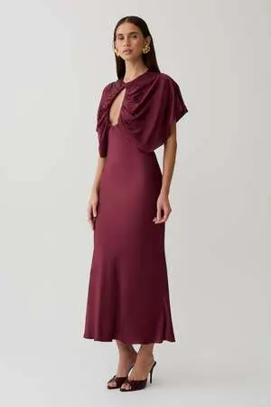 Meshki Mona Cut Out Satin Midi Dress