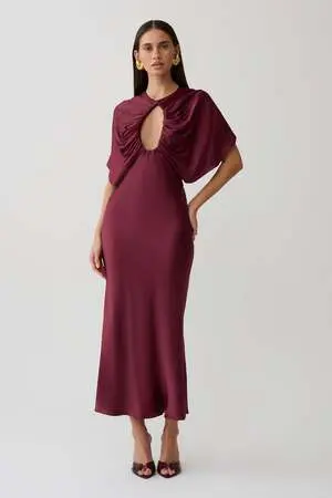 Meshki Mona Cut Out Satin Midi Dress