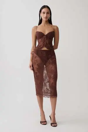 Meshki Marcelle Lace Midi Skirt