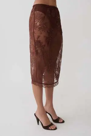 Meshki Marcelle Lace Midi Skirt