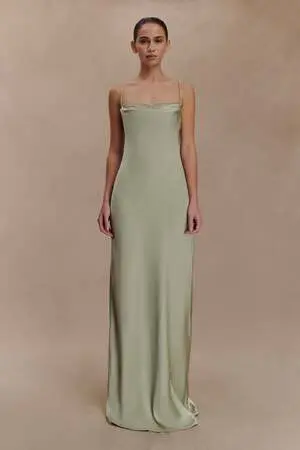 Meshki Isadora Lace & Satin Maxi Dress - Sage