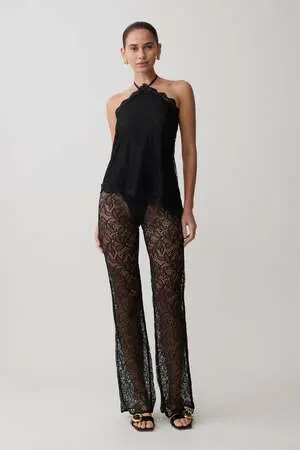 Meshki Theodosia Wide Leg Lace Pants - Black