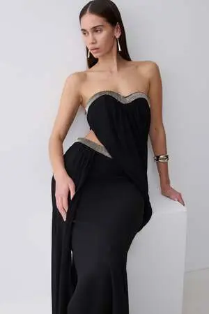 Meshki Valerie Chiffon Strapless Maxi Dress
