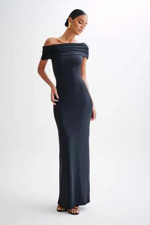 Meshki Cassandra Off Shoulder Slinky Maxi Dress