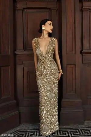 Meshki Astor Hand Embellished Maxi Dress - Gold