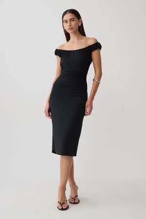 Meshki Alize Cupro Knee Length Dress - Black