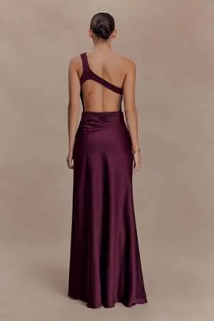 Meshki Lyla Asymmetrical Satin Maxi Dress
