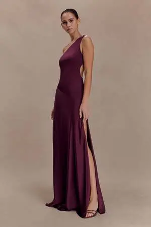 Meshki Lyla Asymmetrical Satin Maxi Dress