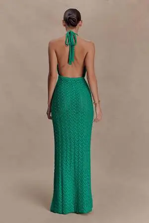 Meshki Deeliah Halterneck Crochet Maxi Dress