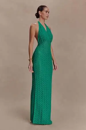 Meshki Deeliah Halterneck Crochet Maxi Dress