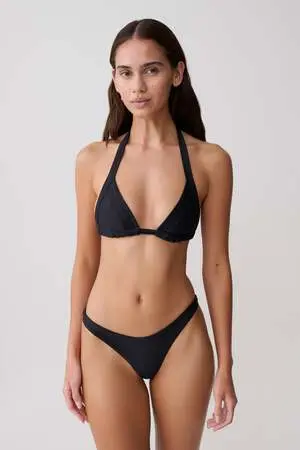 Meshki Fern Triangle Bikini Top - Black