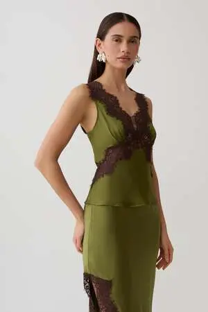 Meshki Amber Satin And Lace Camisole