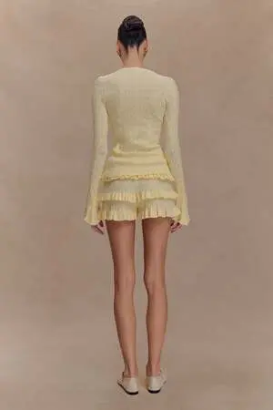 Meshki Amy Pointelle Bell Sleeve Cardigan