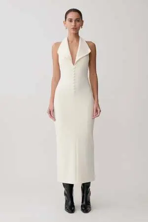 Meshki Annita Crepe Halter Midi Dress - Ivory