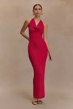 Meshki Ayella Cowl Knit Maxi Dress - Raspberry
