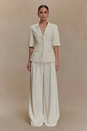 Meshki Opal Puff Sleeve Suiting Top - Ivory