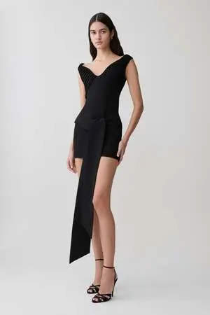 Meshki Runa Off Shoulder Mini Dress With Waist Tie